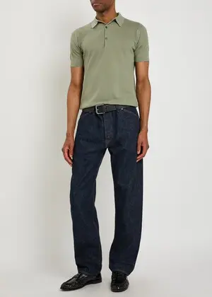 John Smedley Roth Fine-knit Cotton Polo Shirt - Olive