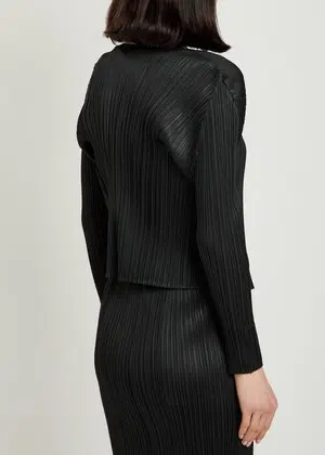 Issey Miyake Woven Pleated Cardigan - Black