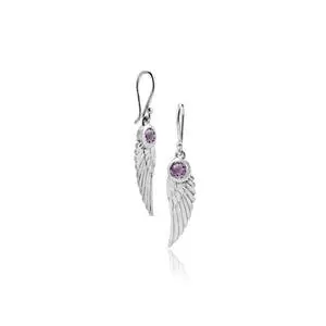 MOON LONDON Angel Wing Amethyst Sterling Earrings - Silver