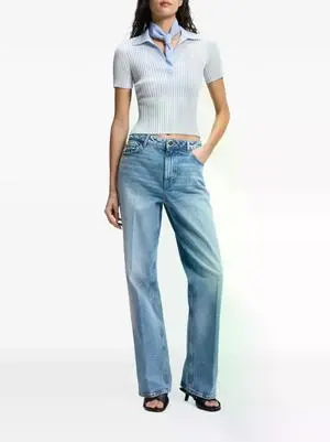 Hugo Ribbed Knit Striped Polo T-shirt