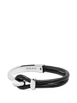 NIALAYA JEWELRY Sterling And Black Leather Hook Bracelet