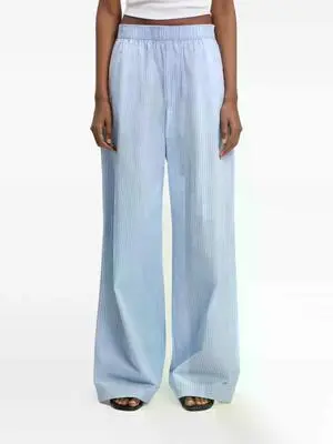 Hugo Striped Embroidered Logo Wide-leg Trousers