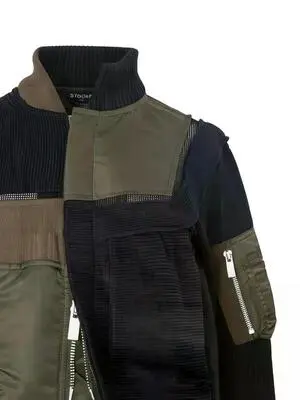 Sacai Panelled Zip-up Sweater