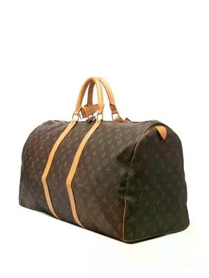 LOUIS VUITTON Monogram Keepall 55 Travel Bag - Brown