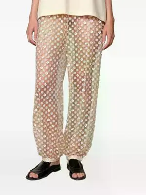 HERSKIND Sequin-embellished Floral-patchwork Trousers