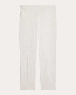 Theory Treeca Textured Linen Cropped Pull-on Pants - Neutral