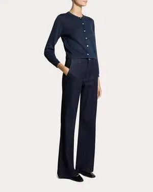Theory Linen Knit Cropped Cardigan