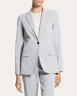 Theory Textured Linen Blend Staple Blazer - Grey