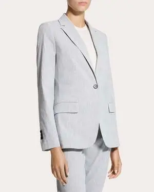 Theory Textured Linen Blend Staple Blazer - Grey