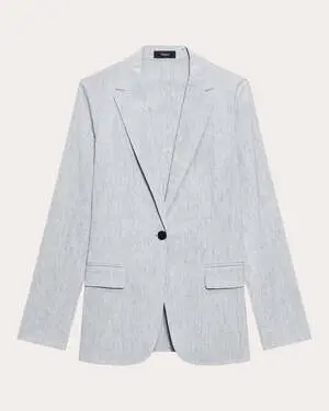 Theory Textured Linen Blend Staple Blazer - Grey
