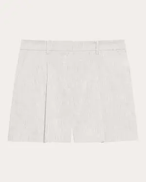 Theory Textured Linen Blend Pleated Shorts - Neutral
