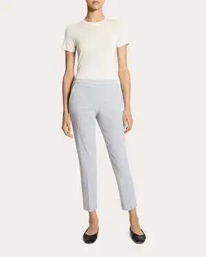 Theory Treeca Textured Cropped Pull-on Pants - Grey