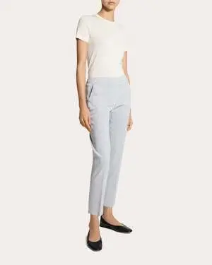 Theory Treeca Textured Cropped Pull-on Pants - Grey