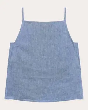 Theory Fluid Linen Square Neck Apron Top - Blue