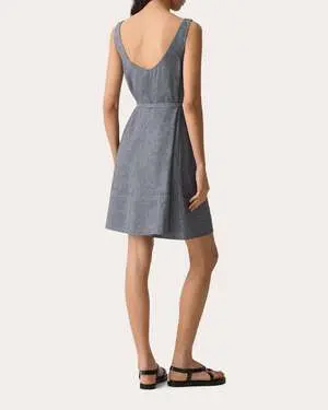 Theory Fluid Linen Belted Tank Mini Dress