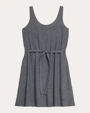 Theory Fluid Linen Belted Tank Mini Dress