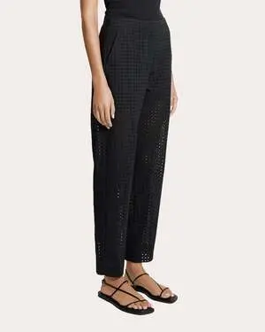 Theory Embroidered Eyelet Cotton Easy Slim Pants
