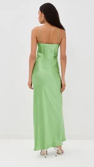 RODARTE Silk Bias Halter Dress With Floral Embellishment