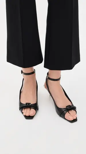 COURREGES Leather Kitten Heel Sandals