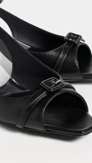 COURREGES Leather Kitten Heel Sandals