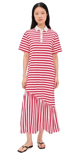 NEVER FULLY DRESSED Striped Jersey Maxi Dress