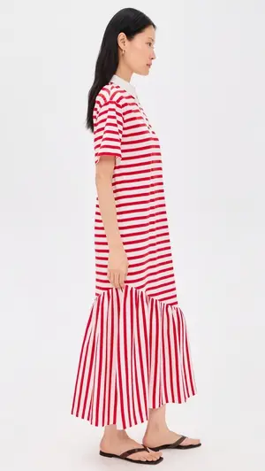 NEVER FULLY DRESSED Striped Jersey Maxi Dress