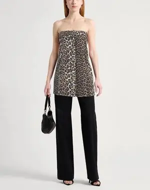 GANNI Leopard-print Belted Tube Top