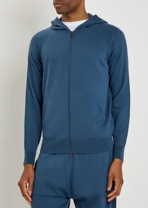 John Smedley Carty Hooded Merino Wool Jumper - Blue