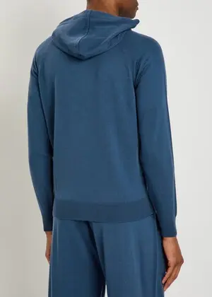 John Smedley Carty Hooded Merino Wool Jumper - Blue