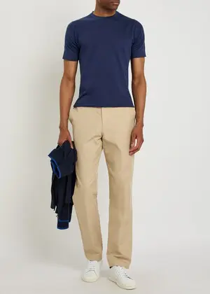 John Smedley Lorca Fine-knit Cotton T-shirt - Navy