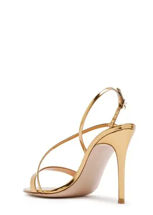GIANVITO ROSSI Manhattan 95 Metallic Leather Sandals - Gold