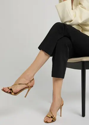 GIANVITO ROSSI Manhattan 95 Metallic Leather Sandals - Gold
