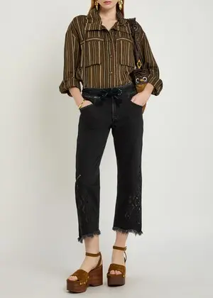 Isabel Marant Étoile Alison" Cropped Cut-out Denim Jeans - Black