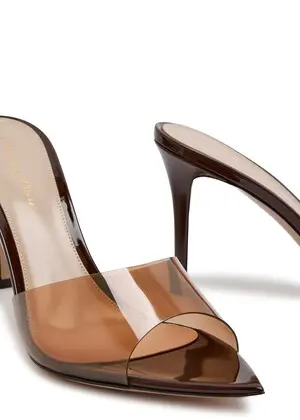 GIANVITO ROSSI Elle 85 Patent Leather Mules - Brown