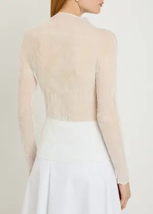 Issey Miyake Pleated Semi-sheer Chiffon Top - White