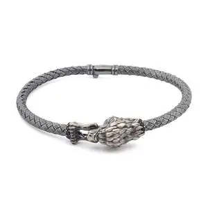EBRU JEWELRY Guardian Lion Black Diamond Sterling Silver Bracelet