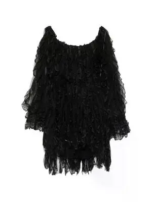 DUNESI Lace-trimmed Ruffled Mini Dress