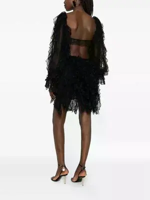 DUNESI Lace-trimmed Ruffled Mini Dress