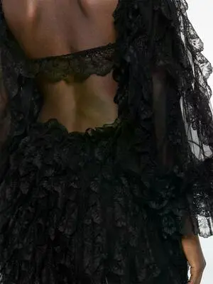 DUNESI Lace-trimmed Ruffled Mini Dress
