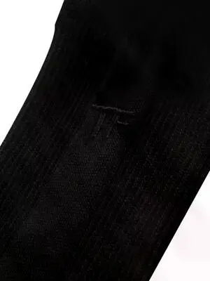 TOM FORD Logo Embroidered Ribbed Socks - Black