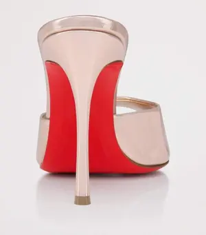 CHRISTIAN LOUBOUTIN Me Dolly Patent Leather Mules 100mm - Beige