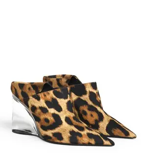 Alaïa Ocelot Print Wedge Mules