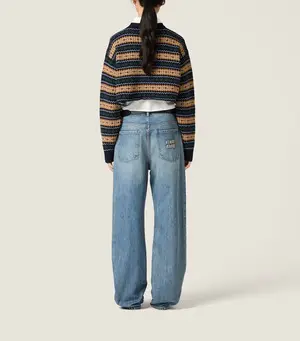 Miu Miu Wool Fair Isle Cropped V-neck Sweater
