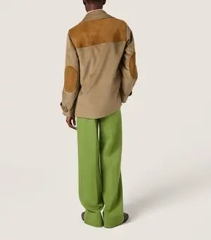 Miu Miu Single-breasted Corduroy Jacket With Leather Logo Detail