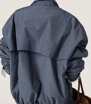 Miu Miu Checked Blouson Jacket With Storm Flap - Blue