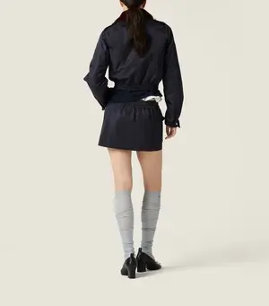 Miu Miu Technical Gazar Bomber Jacket With Shearling Collar - Blue