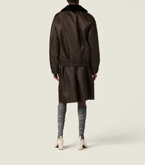 Miu Miu Technical Gazar Bomber Jacket With Shearling Collar