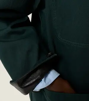 Miu Miu Cotton Chore Jacket With Leather Collar - Green