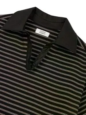 STUDIO TOMBOY Striped Polo Shirt With Spread Collar