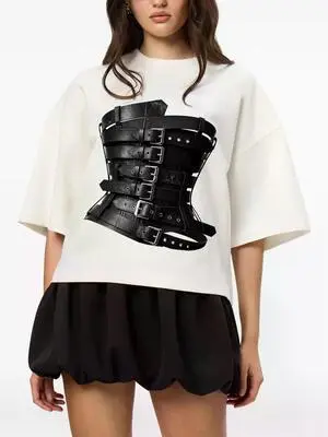 HAMZA Graphic Print T-shirt - Neutrals